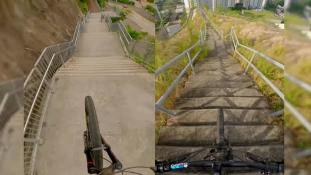 E-biker Takes The Stairs