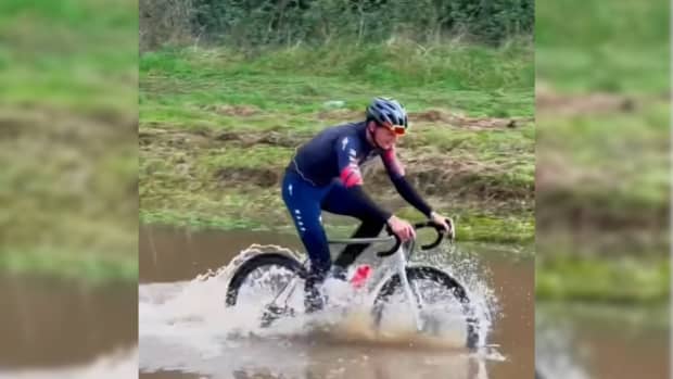 Rider Blasts Through Puddles During "Sick" Bike Park Day