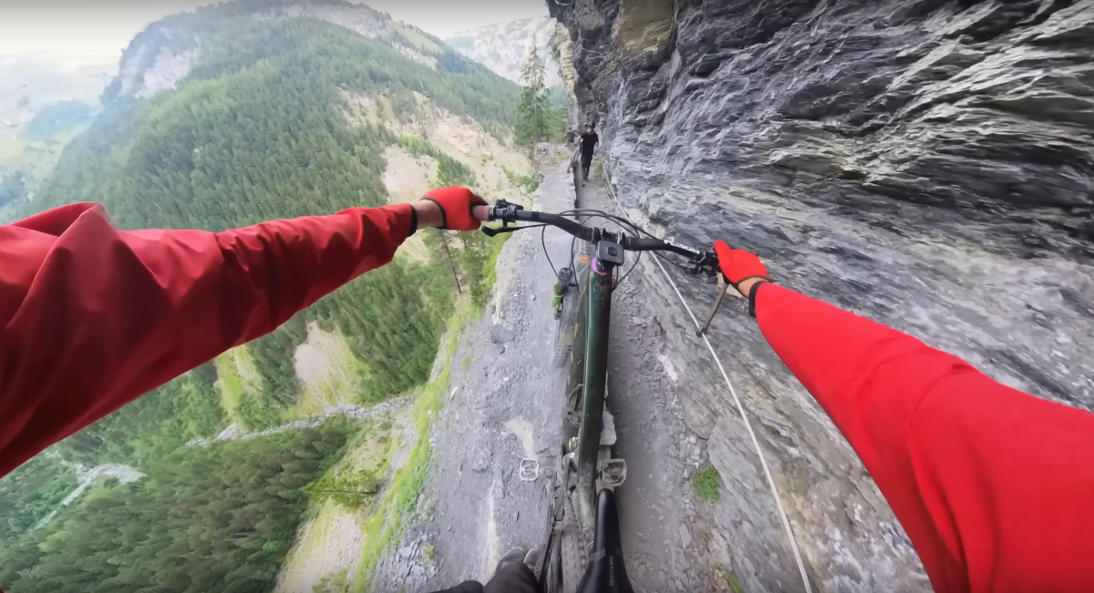 Watch: Mountain Biking On The Edge Of A 1,000 Foot Cliff