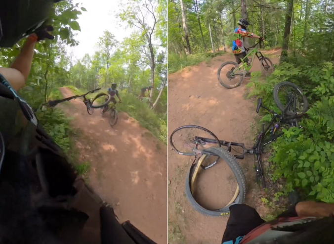 Mountain Bike Explodes In Front Of Rider's Eyes