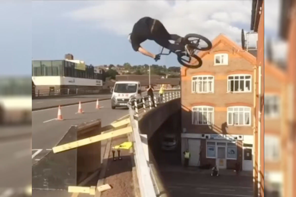 BMX Rider Defies Physics By Descending A Vertical Wall