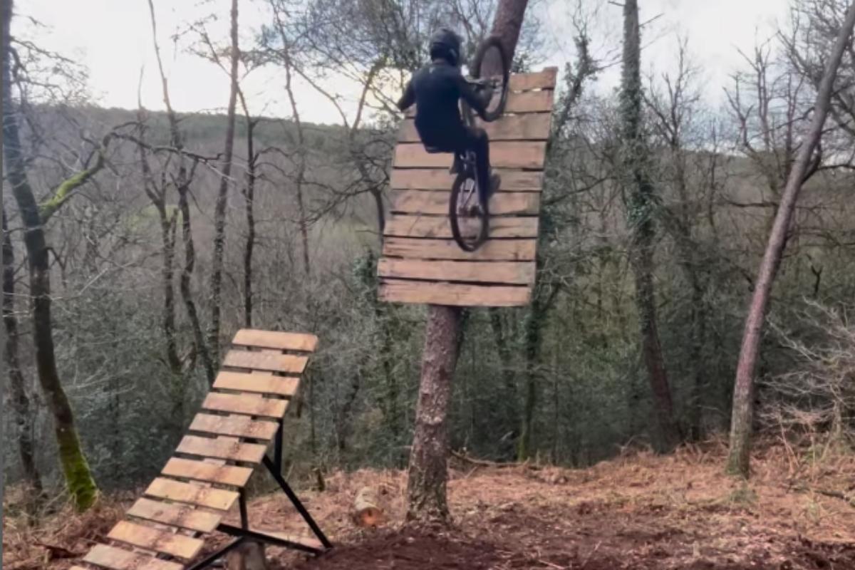 Rider Stalls On Unique Wall Ride
