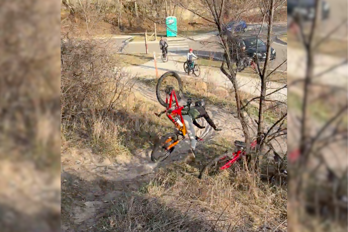 Rider Scorpions Into Ditch After Large Drop