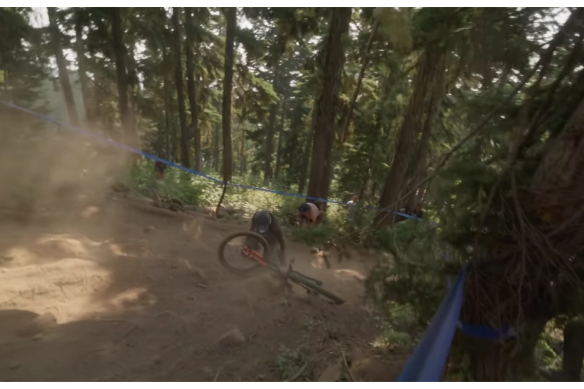 Mountain Biker's Frightening Crash Captured By Spectators