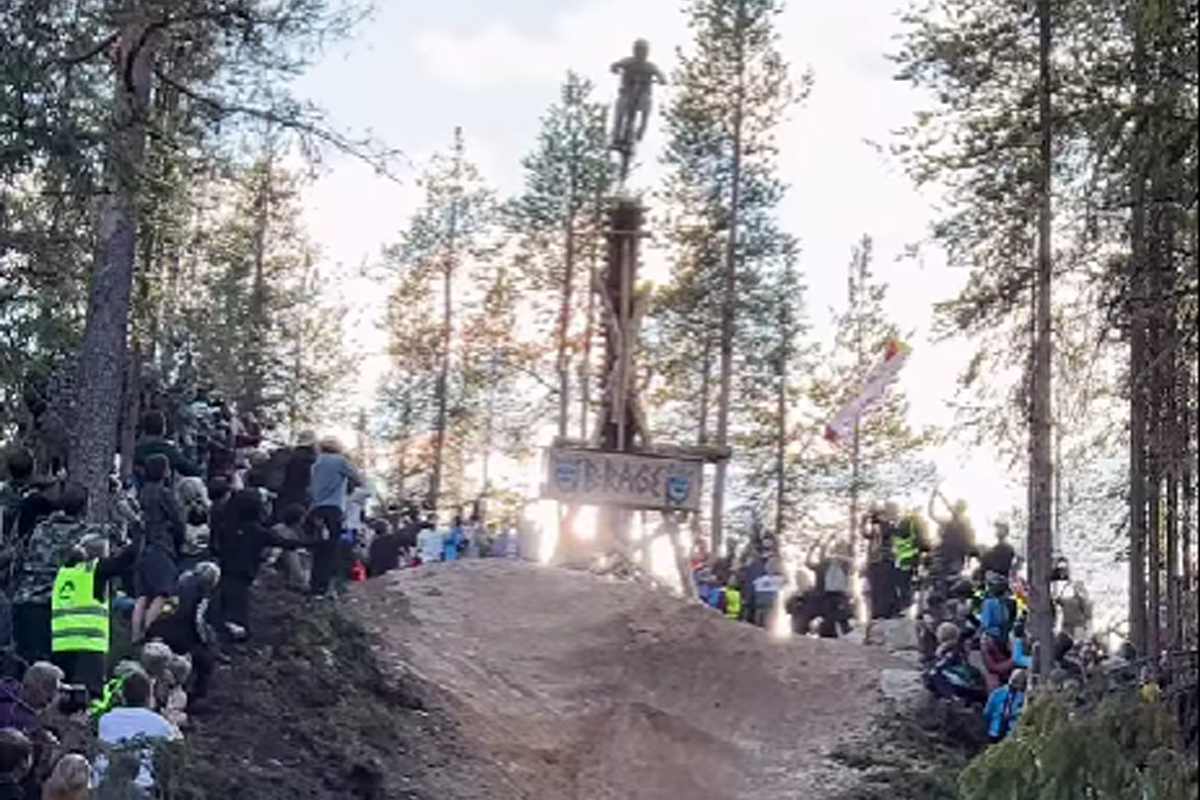 Swedish Rider Crashes On 50 Foot Drop In Front Of Cheering Crowd
