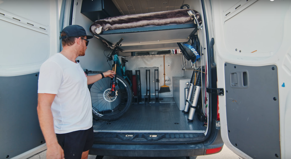 Hydraulic Bed Makes This Van The Ultimate Mountain Biking Rig