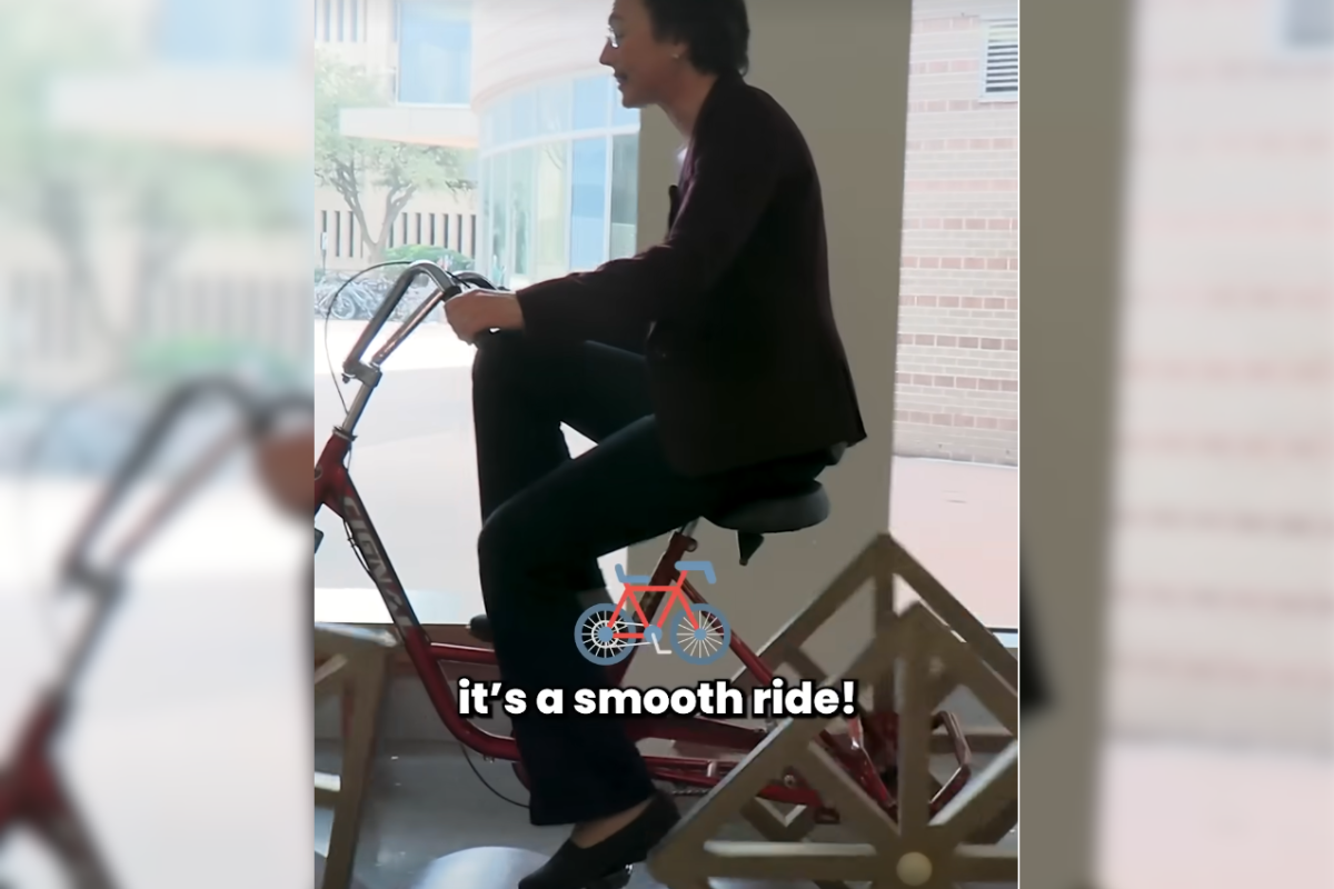 Passionate Professor Demonstrates How To Ride A Bicycle With Square Wheels