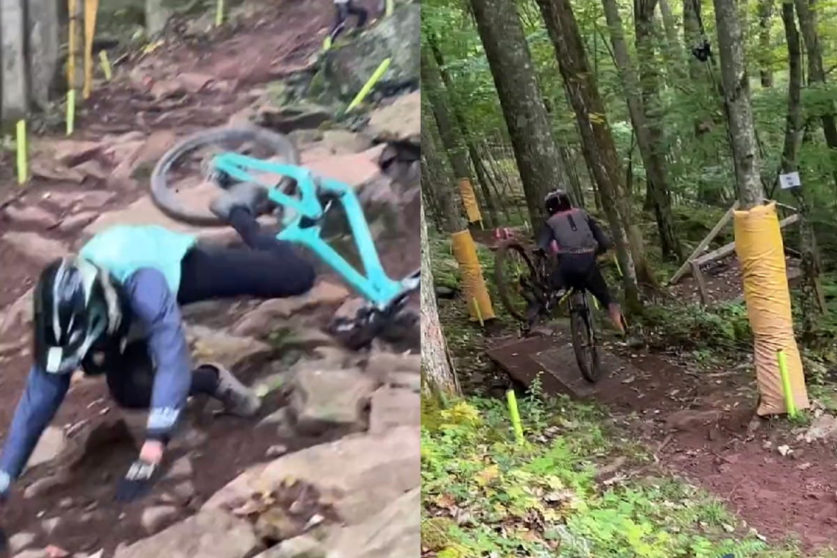 "Oh! Bro!"- Riders Slam Into Trees At West Virginia World Cup