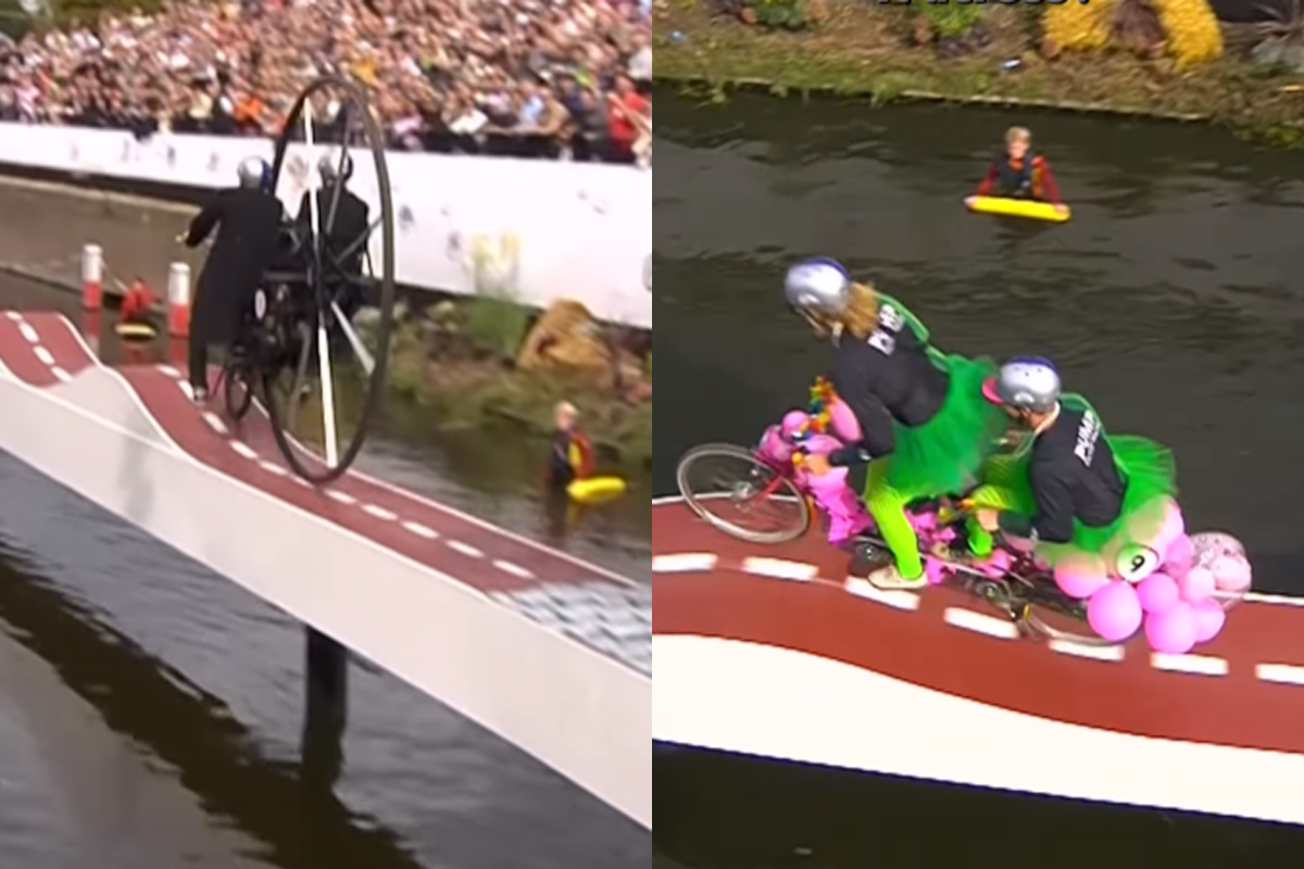Can Dutch Cyclists Cross This Strange Bridge In Hilarious Red Bull Contest?