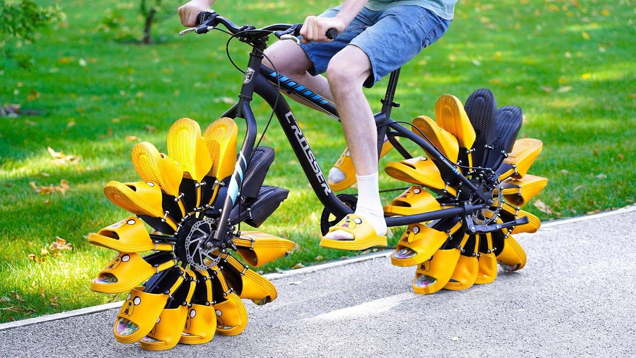 YouTuber Invents A Functioning Bicycle Wheel Made From Slippers