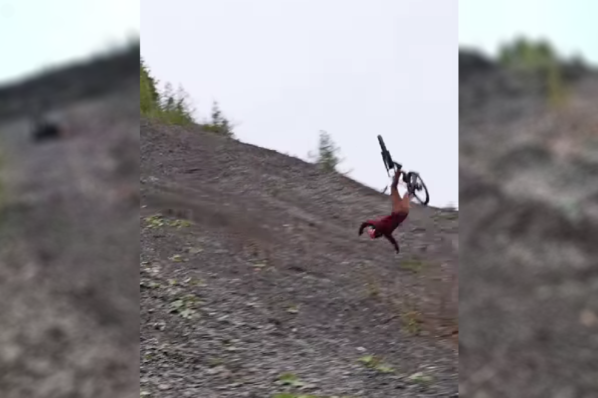 "Dropping!"- Rider Goes Head Over Heels On Huge Cliff