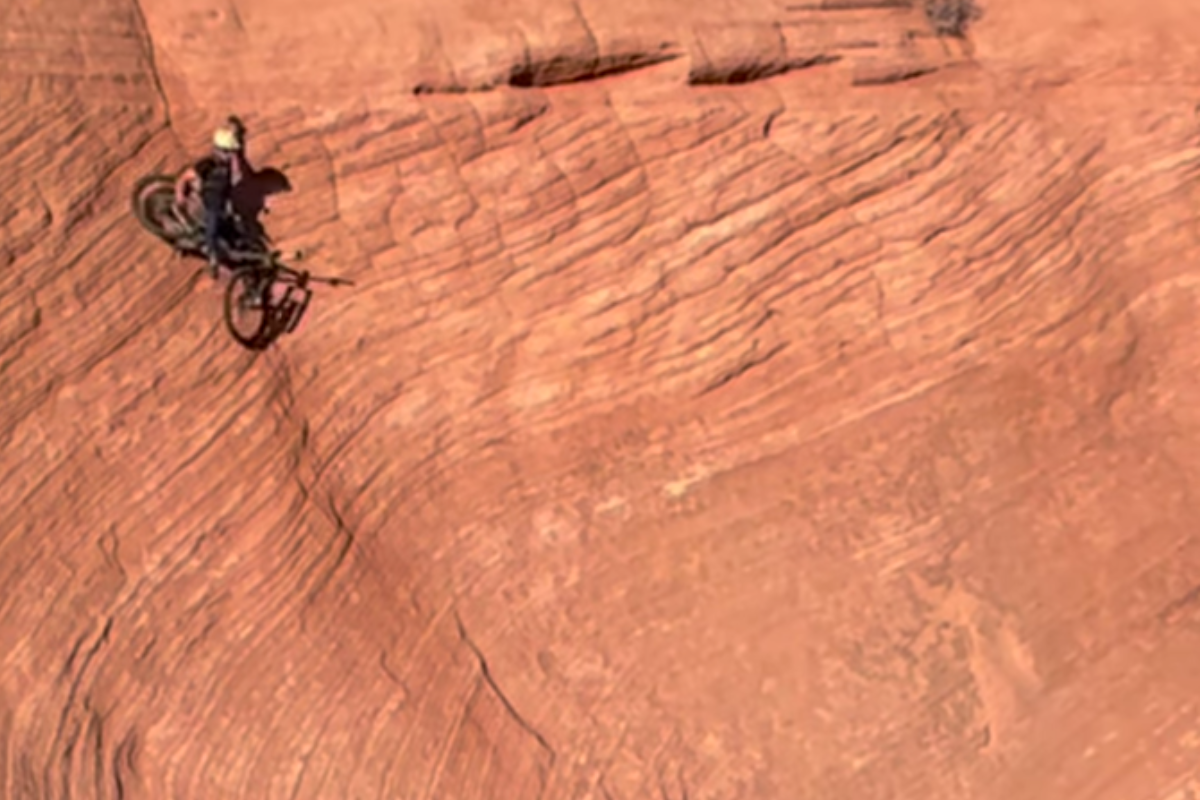 Rider Holds On For Dear Life On Steep Arizona Rock Slab