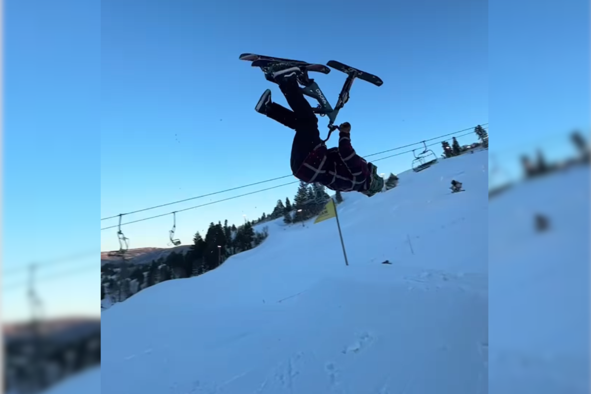Rider Goes Huge On Ski Bike