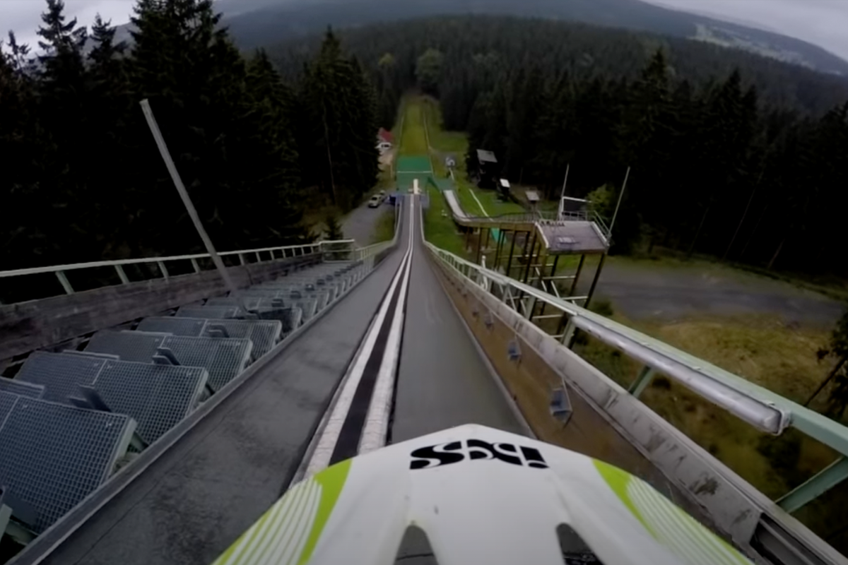 Mountain Biker Launches Off Ski Jump For Unofficial World Record - BikeMag