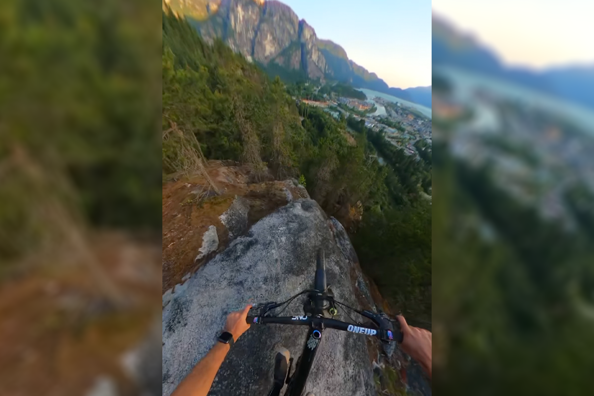 Pro Tests His Braking Control On Vertical Rock Face