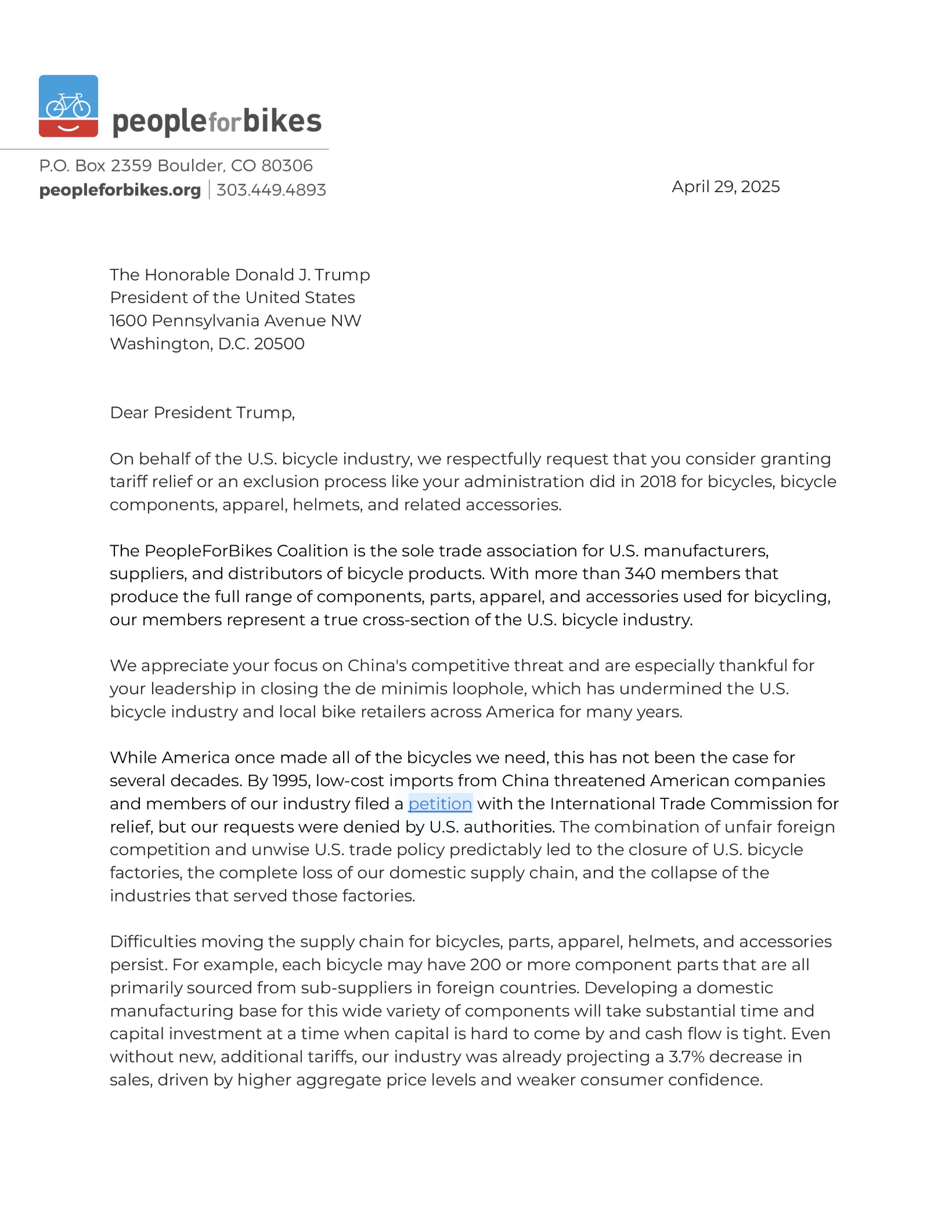 U.S. Bike Companies Request Tariff Exemptions in Letter to White House ...